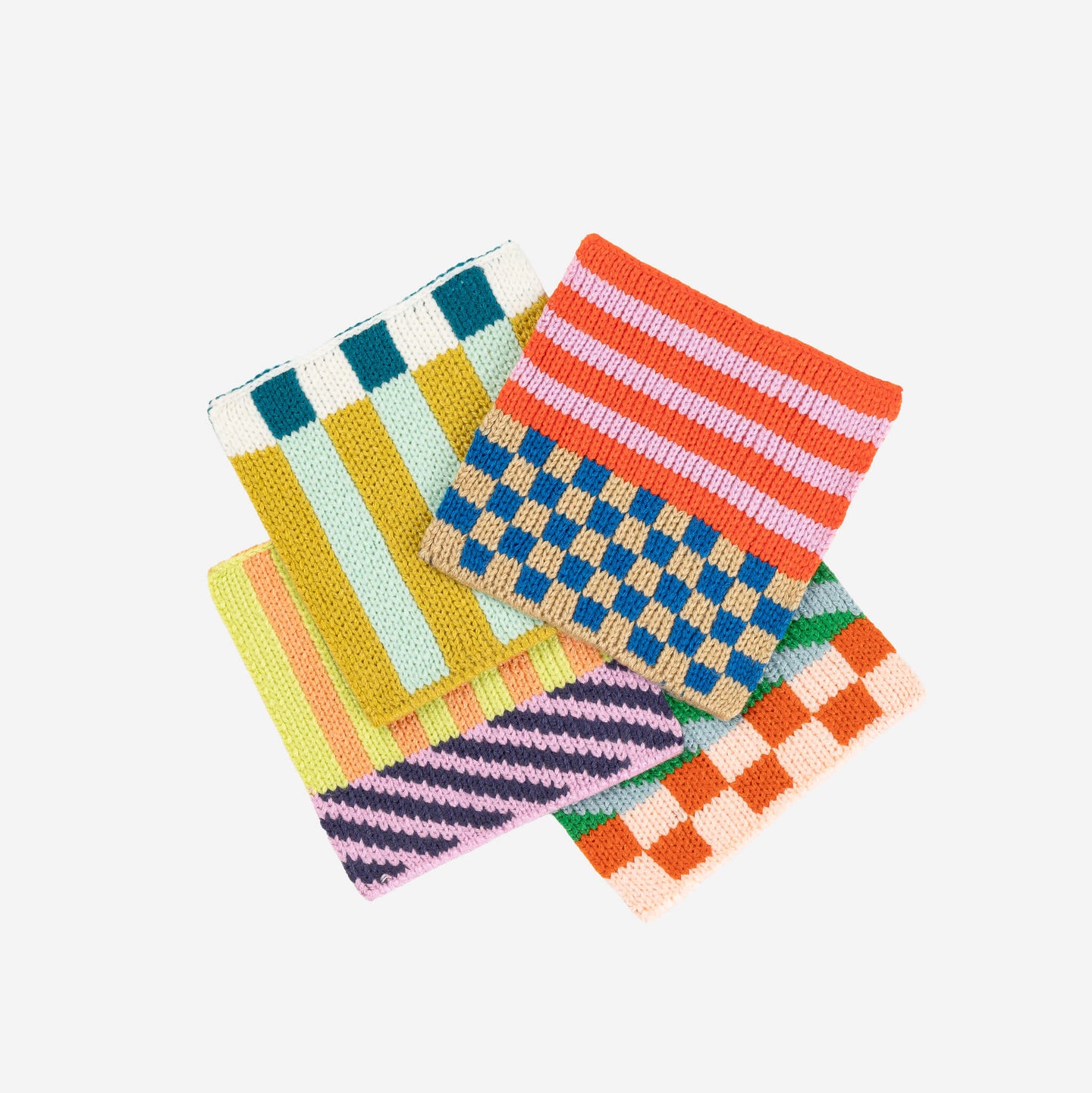 Pattern Patch Knit Coaster Set Mix Match Fun Table Drinks Party Gift ...